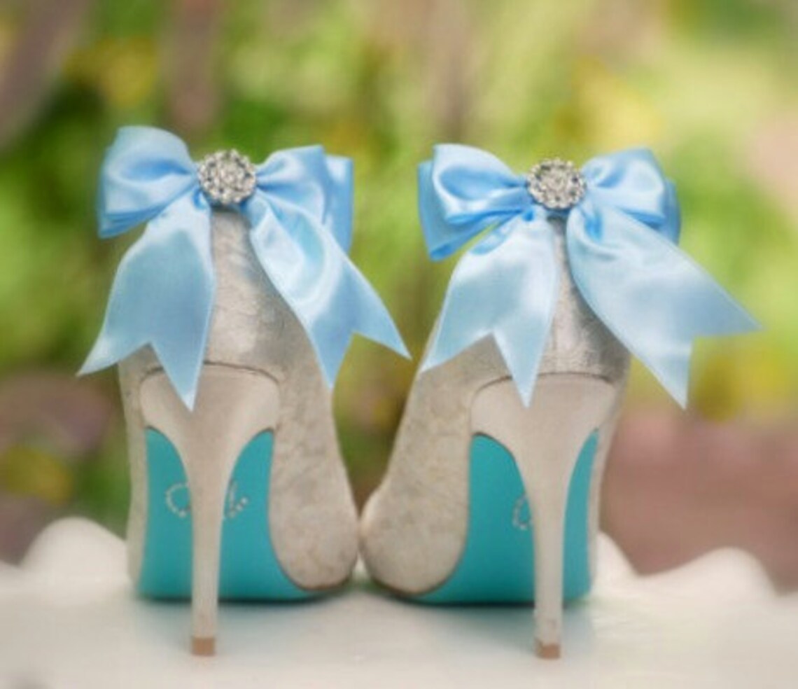 Shoe Clips Bow Teal / Royal Blue / White / Ivory. Sparkly - Etsy