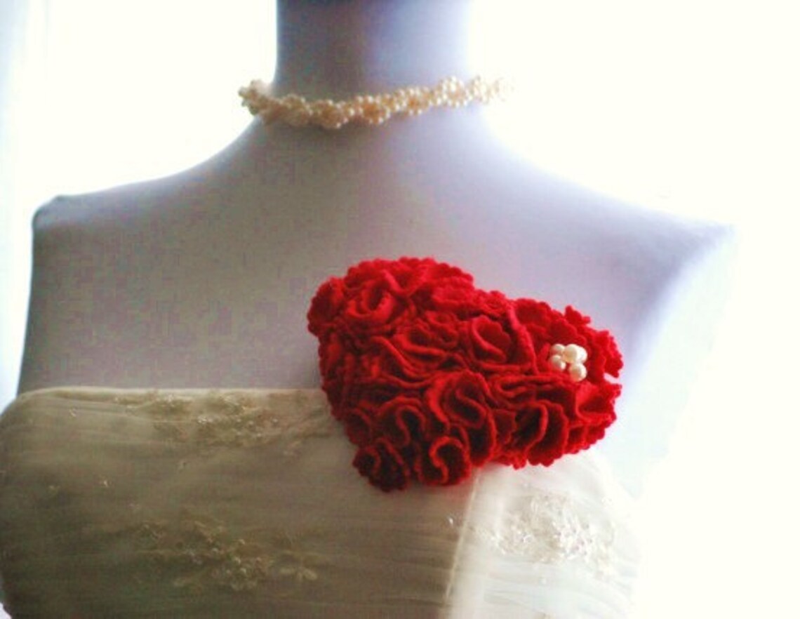 Lovely Be Mine Hair Clip Brooch Pin or Headband. Red Felt - Etsy