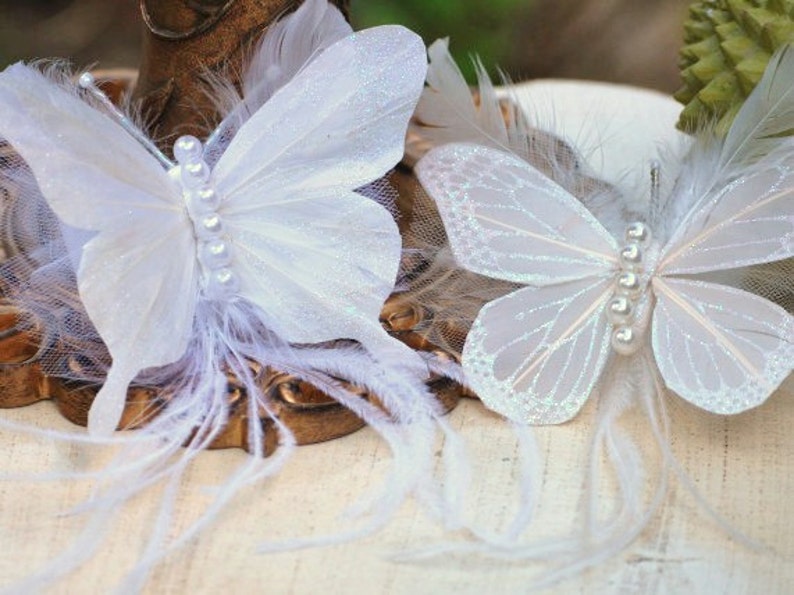 OFF WHITE Butterfly Stunning Hair Comb Feathers Ivory - Etsy
