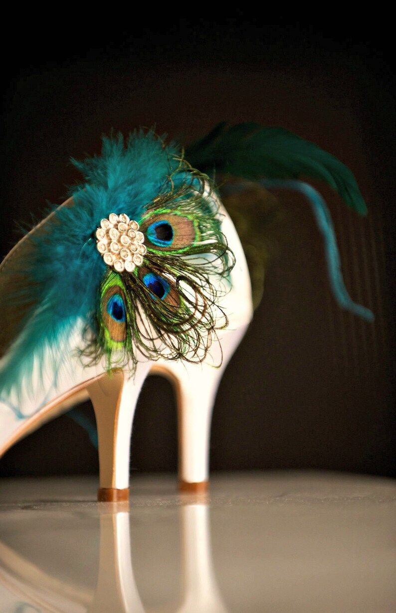 Shoe Clips Peacock Fan. Couture Bride Bridal Bridesmaid MOH - Etsy