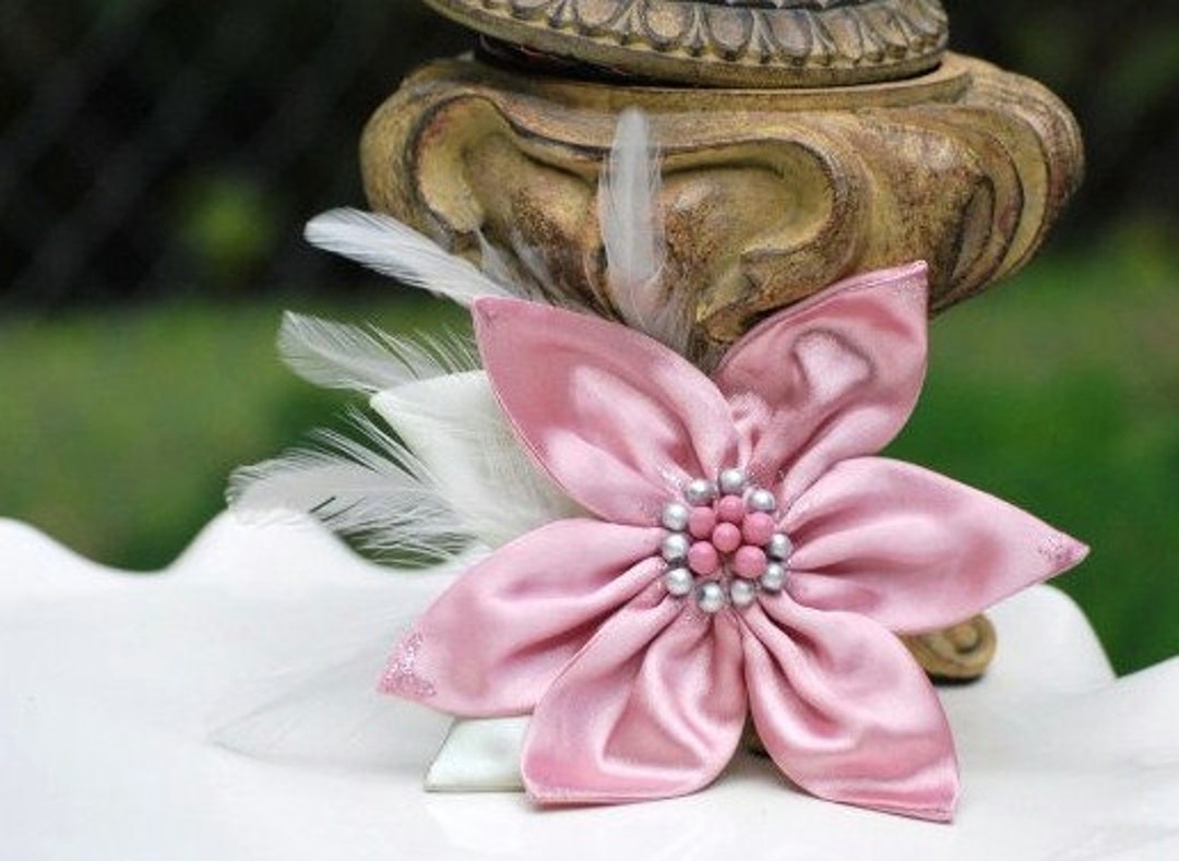 Pink Silver Poinsettia Hair Clip, Comb, Barrette, Pin, Headband Preppy ...