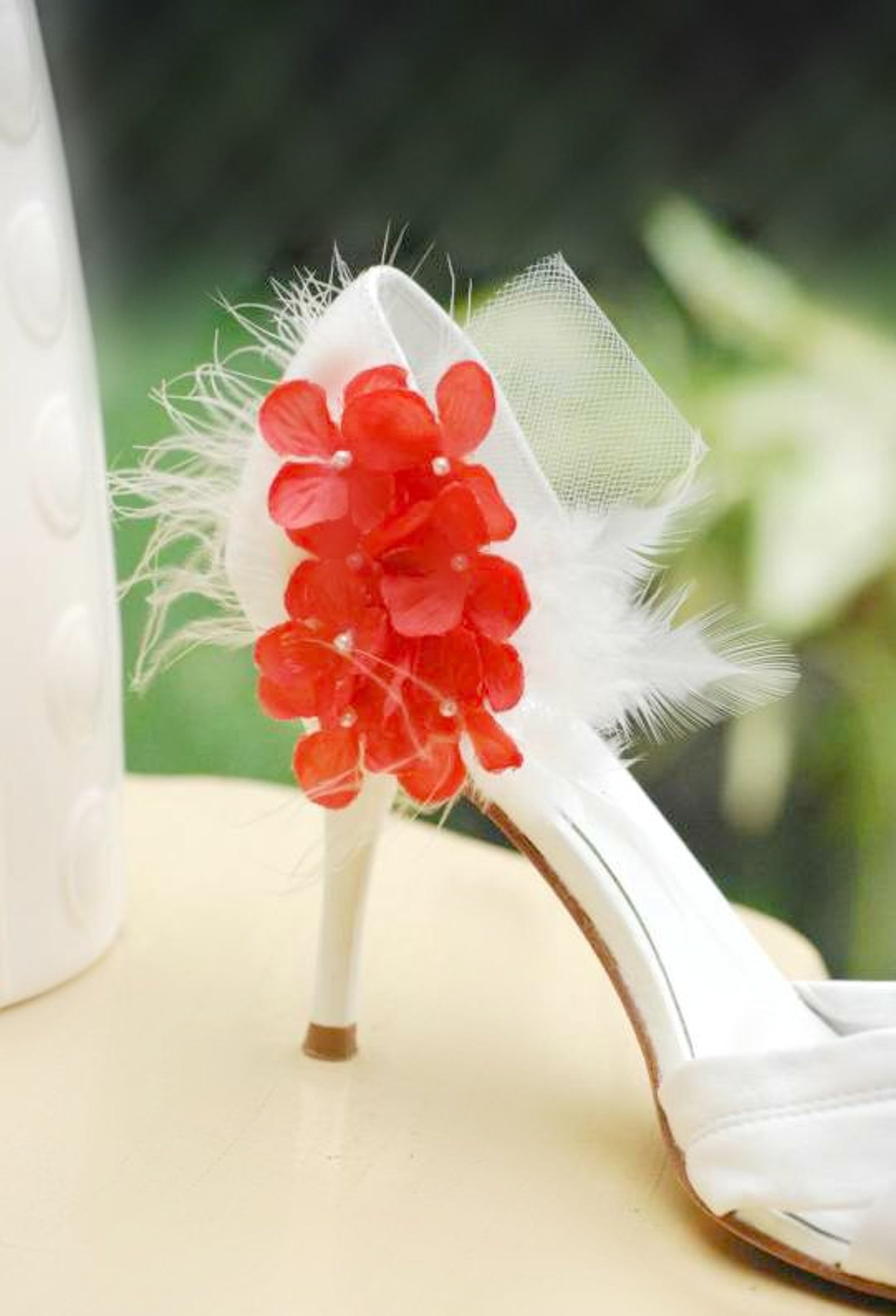 Shoe Clips Tangerine Orange & Ivory Hydrangeas. Couture - Etsy