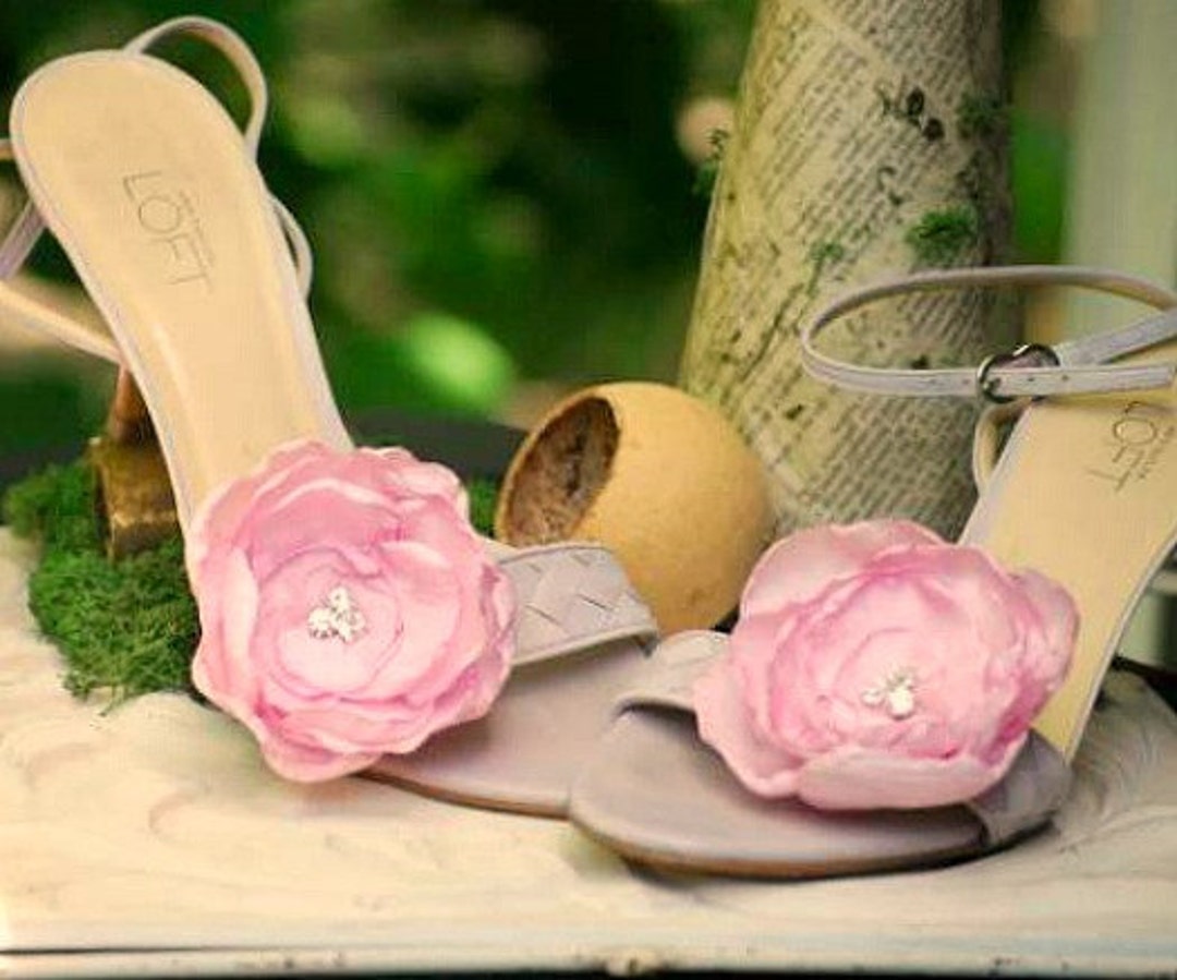 Pink Floral Shoe Clips. Ivory Pure White Olive Fuschia Silky Flower ...