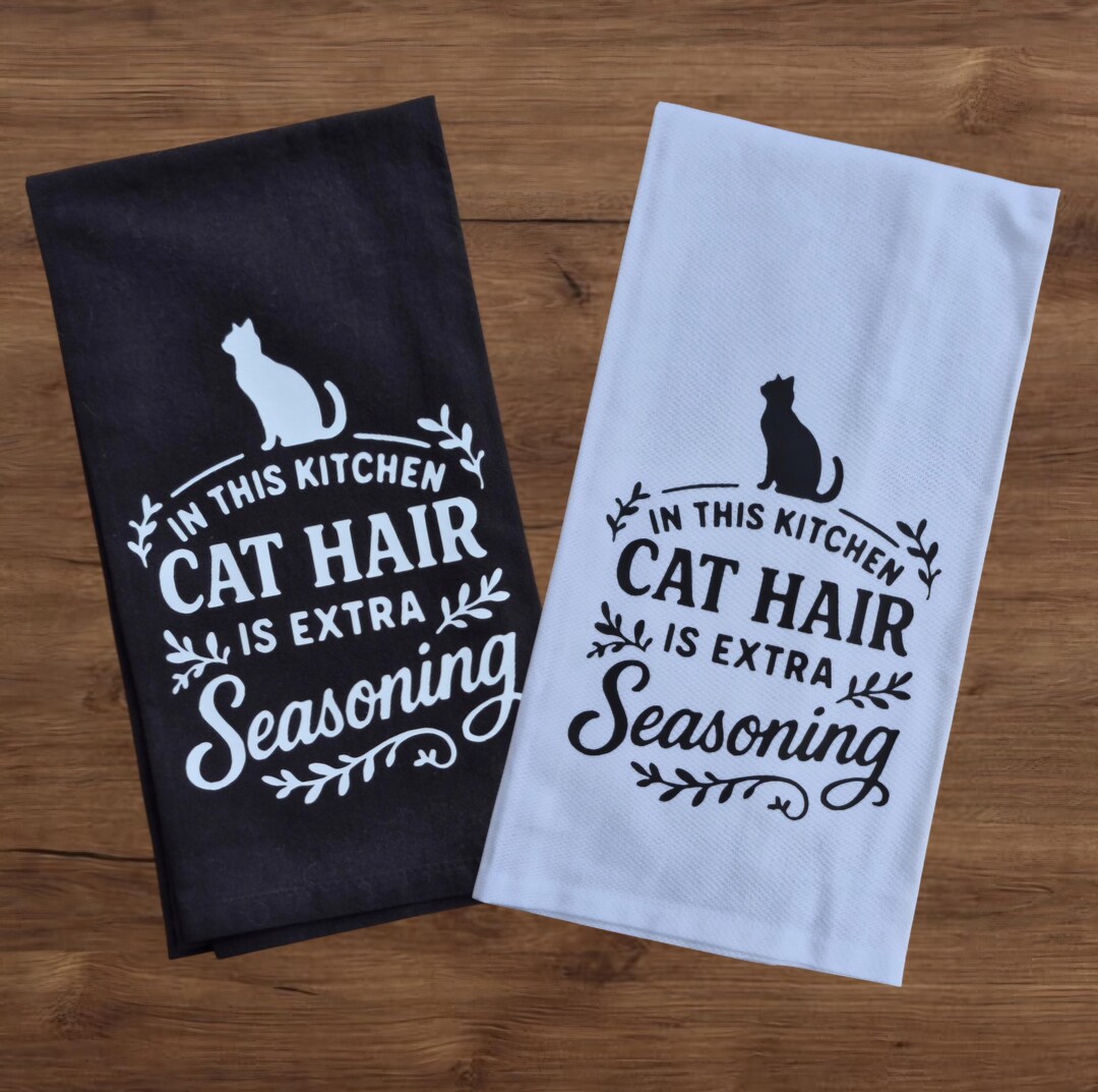 Cat Themed Kitchen Towels – Cute Cat Lover Tea Towels – Funny Cat ...
