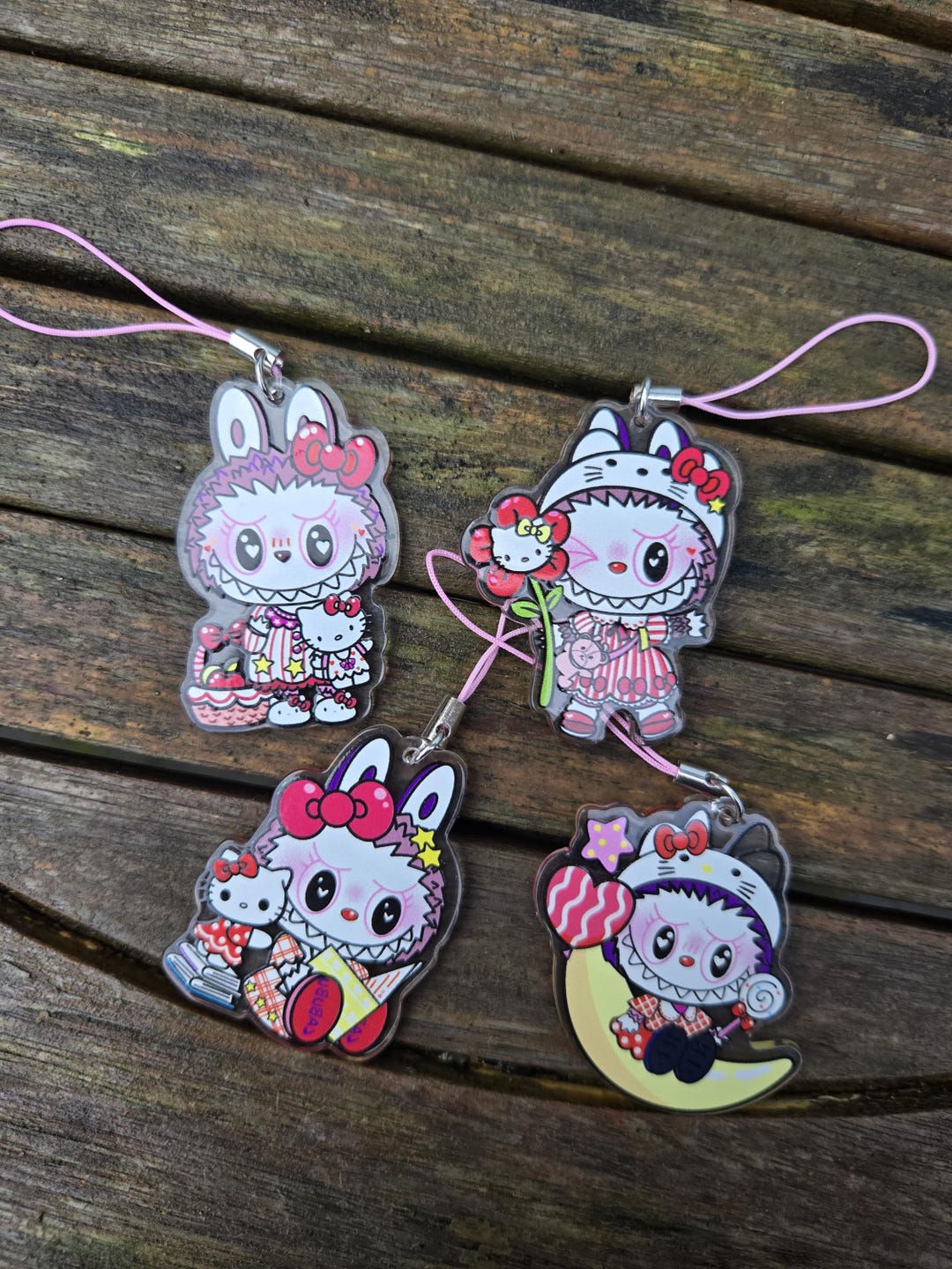 Labubu X Hello Kitty Keychain/acrylic - Etsy