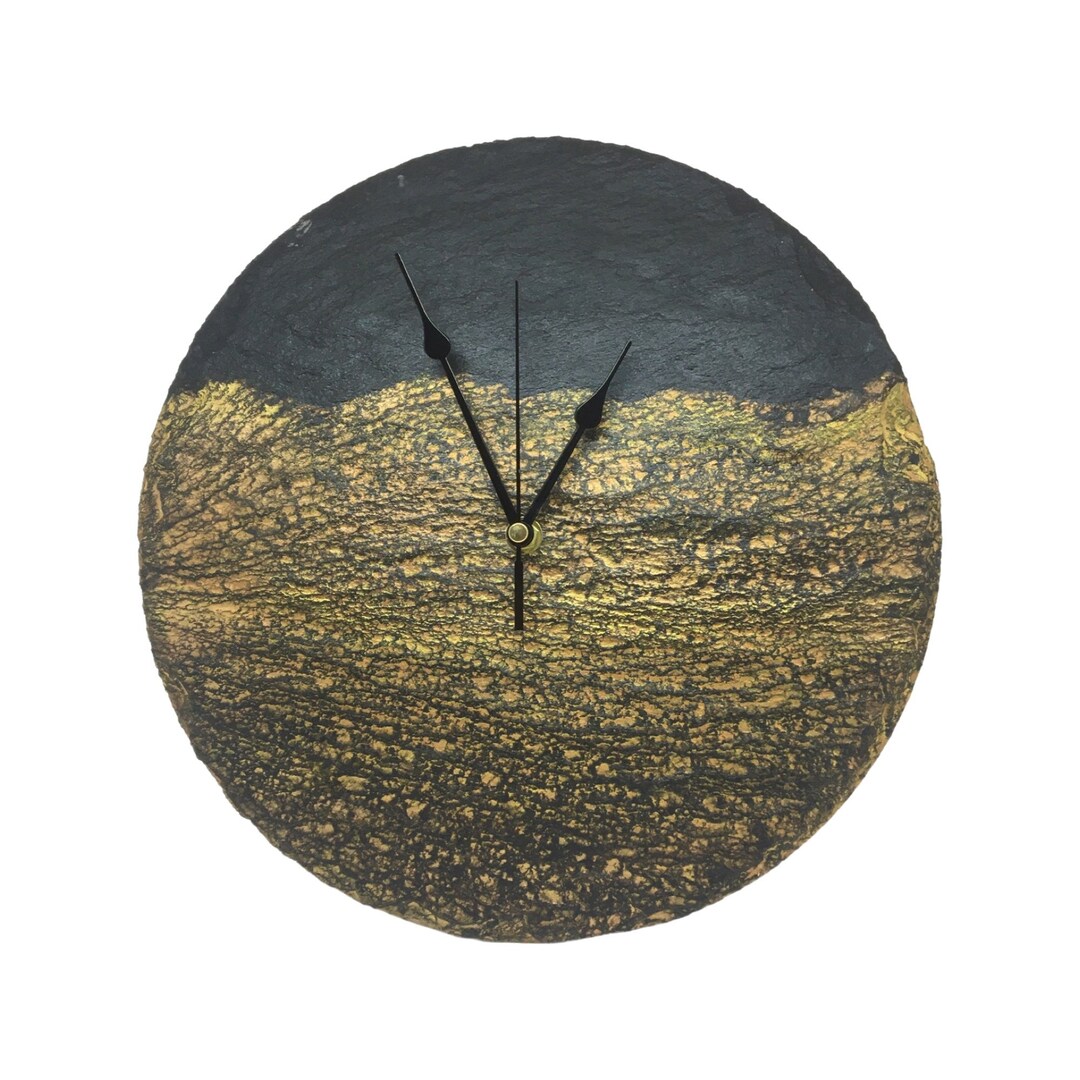 Bronzed Amber Slate Clock - 30cms - Silent Mechanism - Includes Gift ...