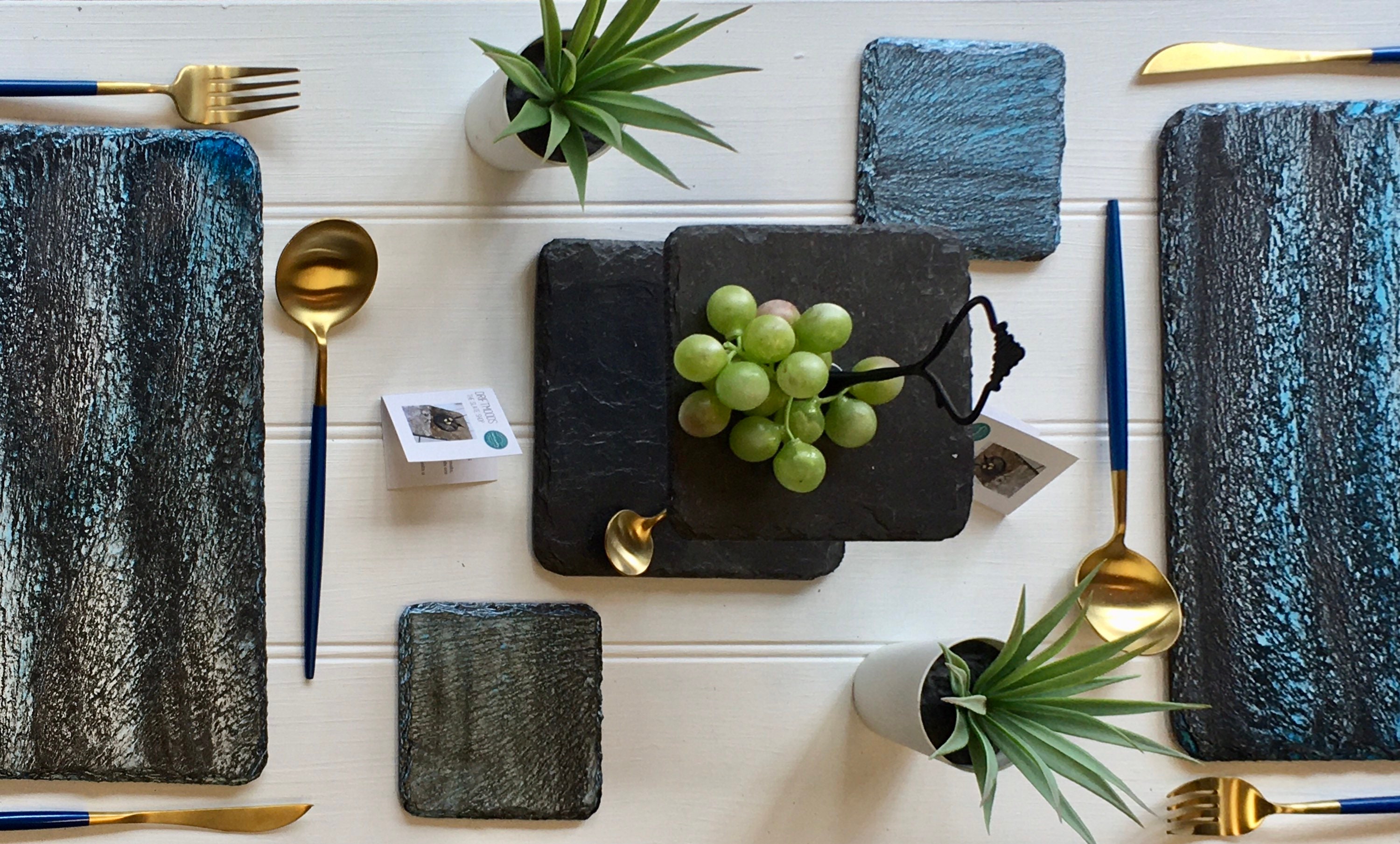 Slate Tableware Set. X8 Placemats 20x30 Cms. X8 Coasters 10x10 - Etsy UK
