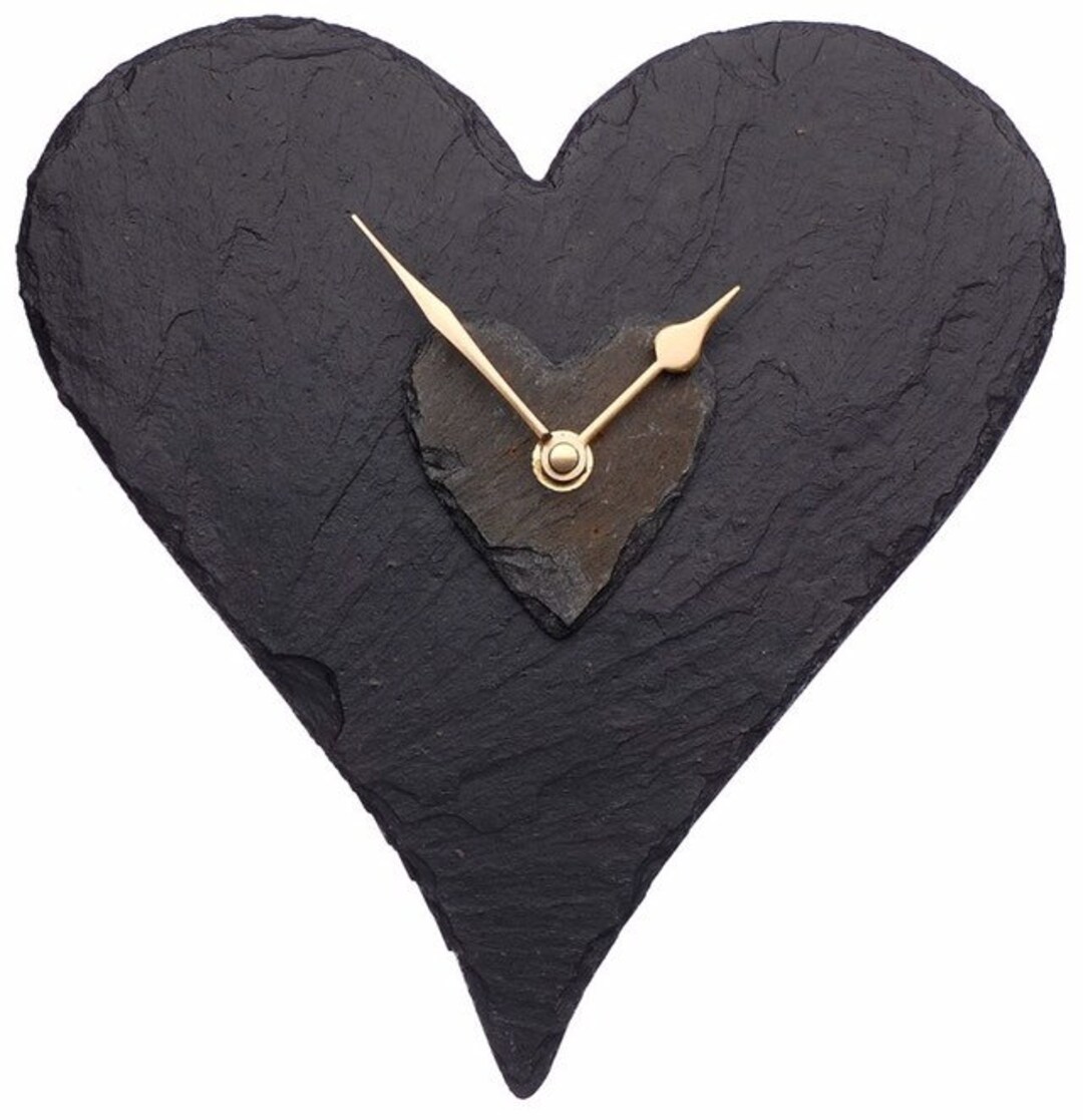 Slate Heart Clock Silent 25x26 Cms - Etsy