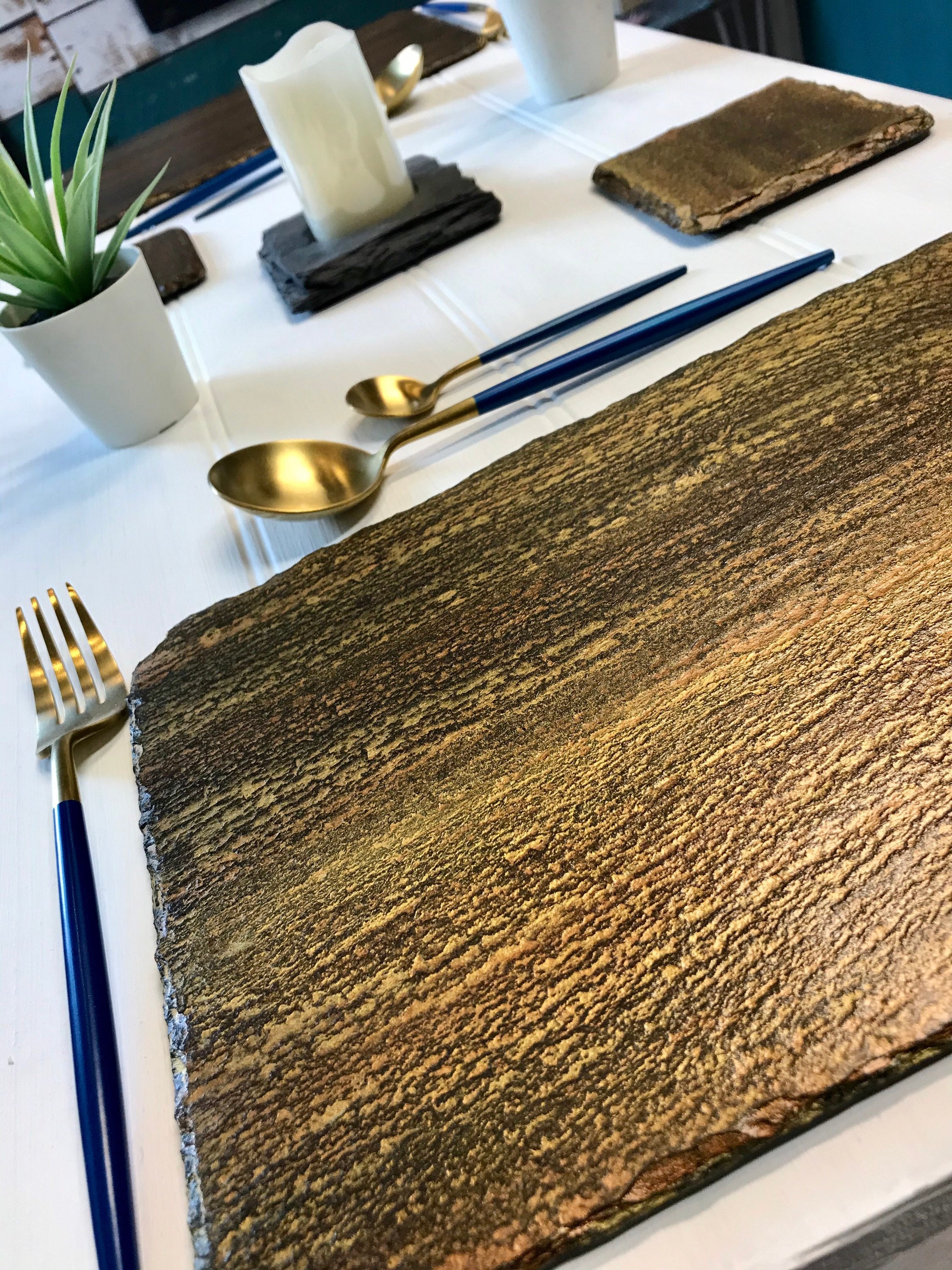 Bronzed Amber slate placemats (Sold in a set of x2) 20x30 cms — Driftmoods