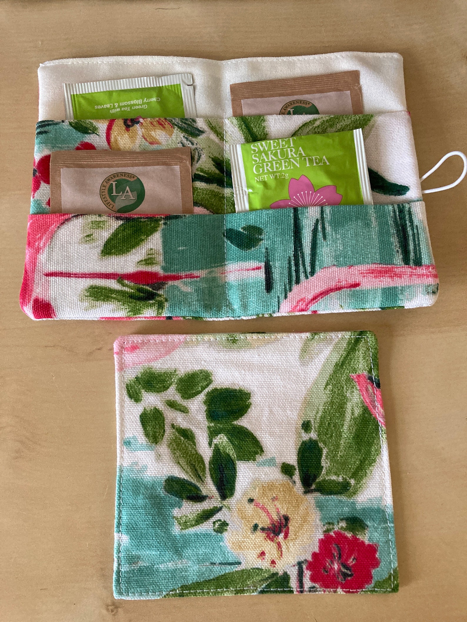 Cotton Tea Bag Wallet and Coaster Set, Tea Bag Organizer, Travel Tea ...