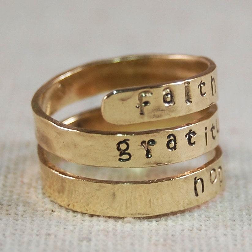 Personalized Mothers Ring 14k Solid GOLD Wrap Ring Name Ring | Etsy