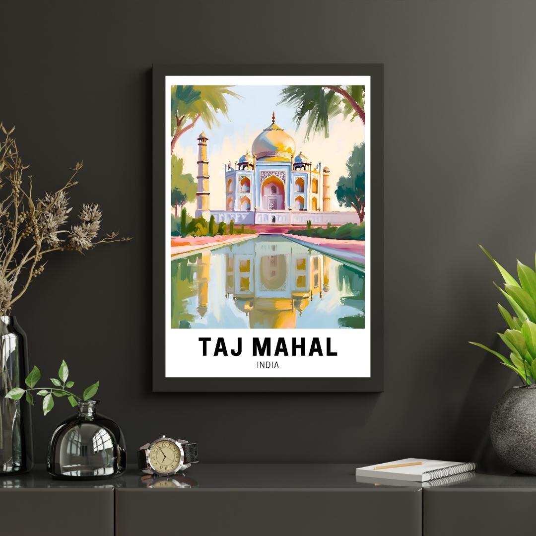 Poster Taj Mahal, Taj Mahal India Print, Wall Art, Travel Poster, Home ...