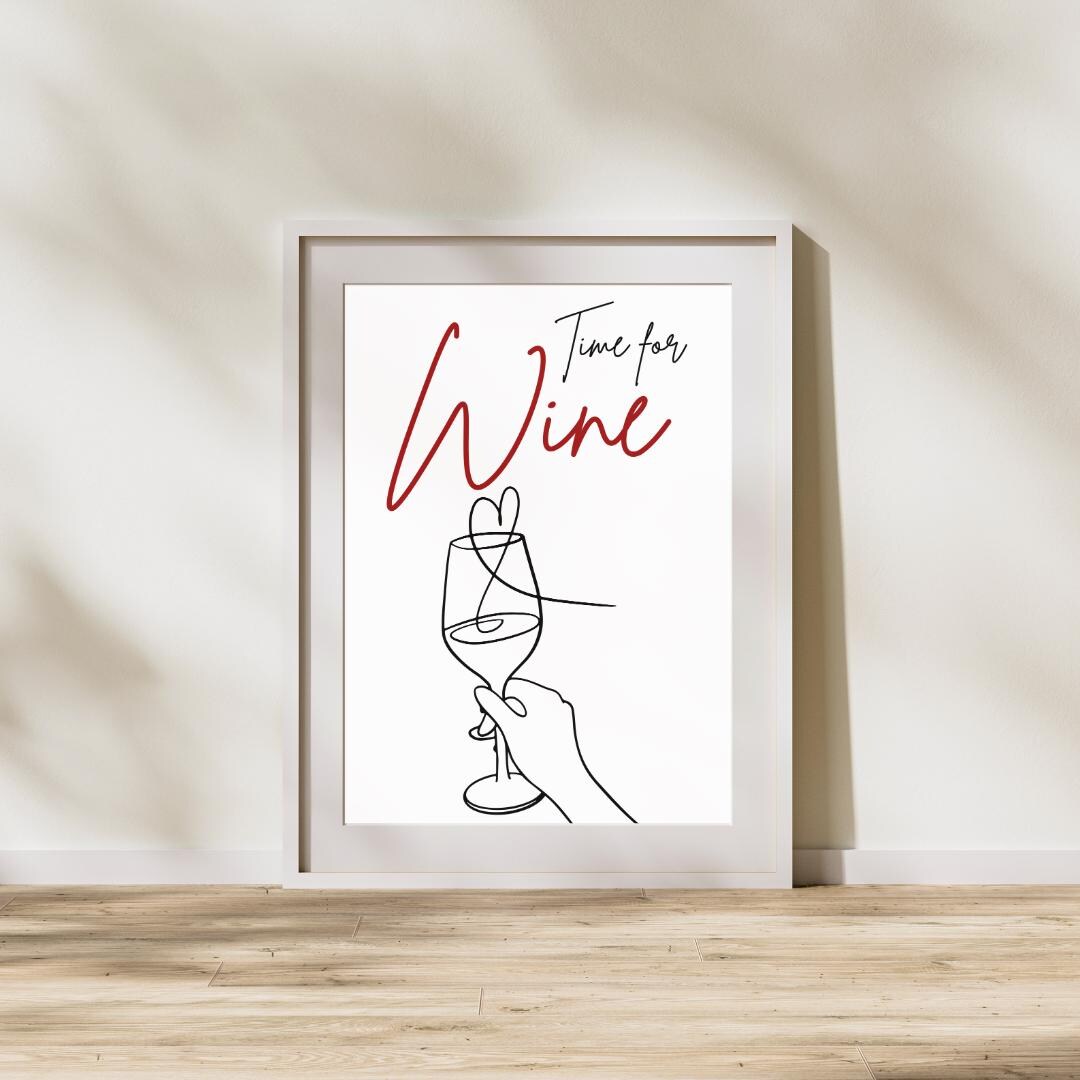 Quote Poster Time for Wine, Quote Wall Art, Motivational Poster ...