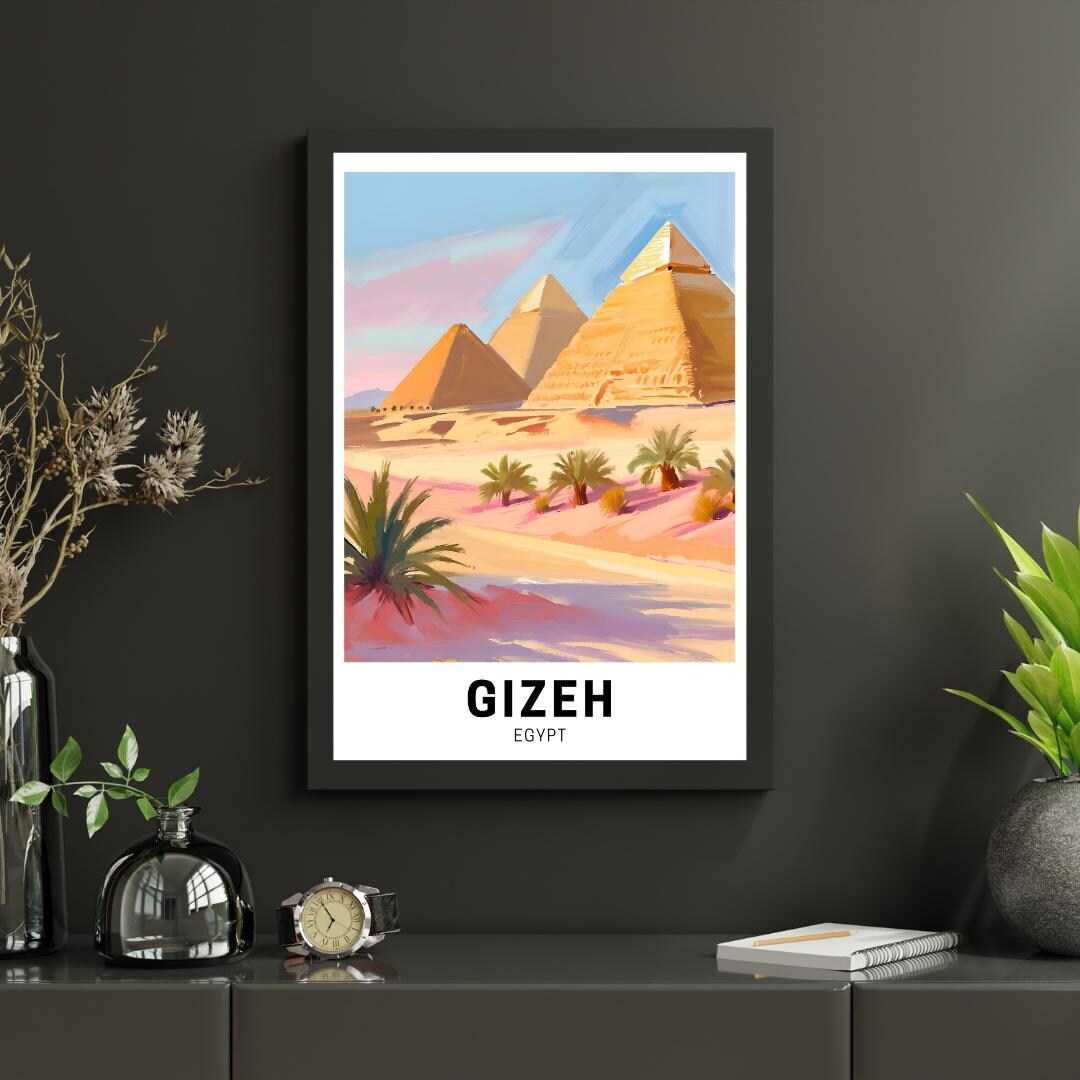Poster Egypt, Pyramids of Giza Print, Wall Art, Travel Poster, Home ...