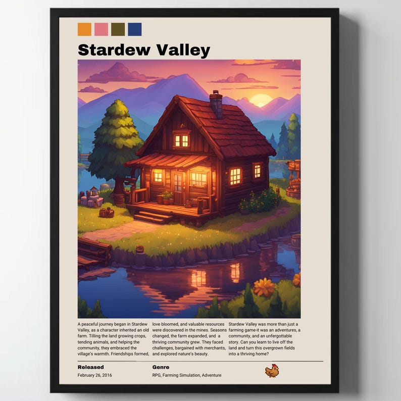 Stardew Valley Poster, Video Game Poster, Minimalist Game Print, Gaming ...