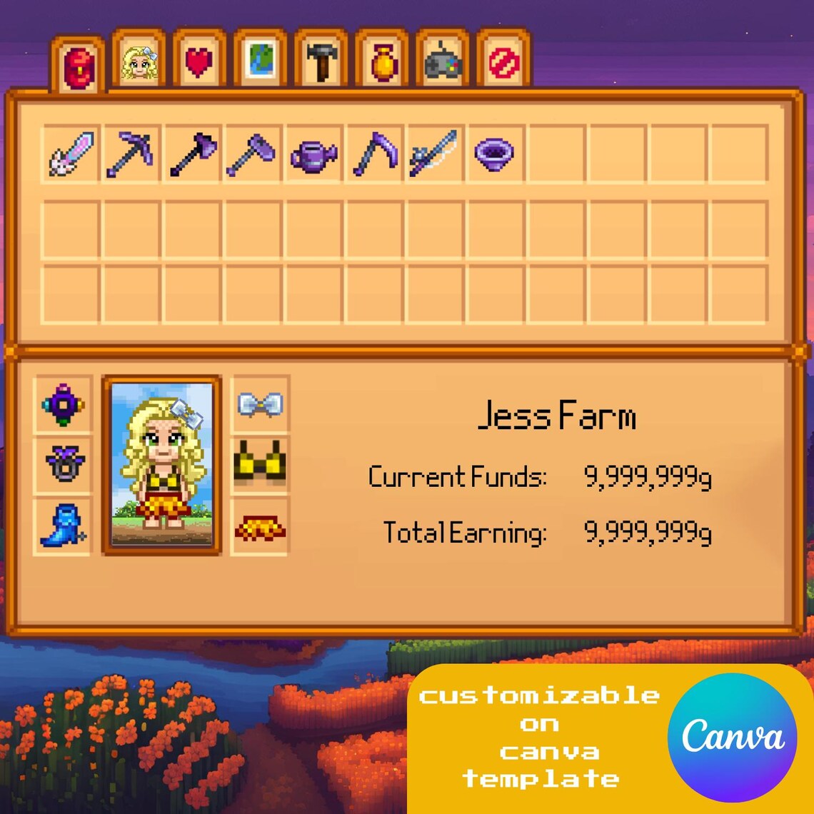 Custom Stardew Valley Digital Portrait Inventory Card - Personalized ...