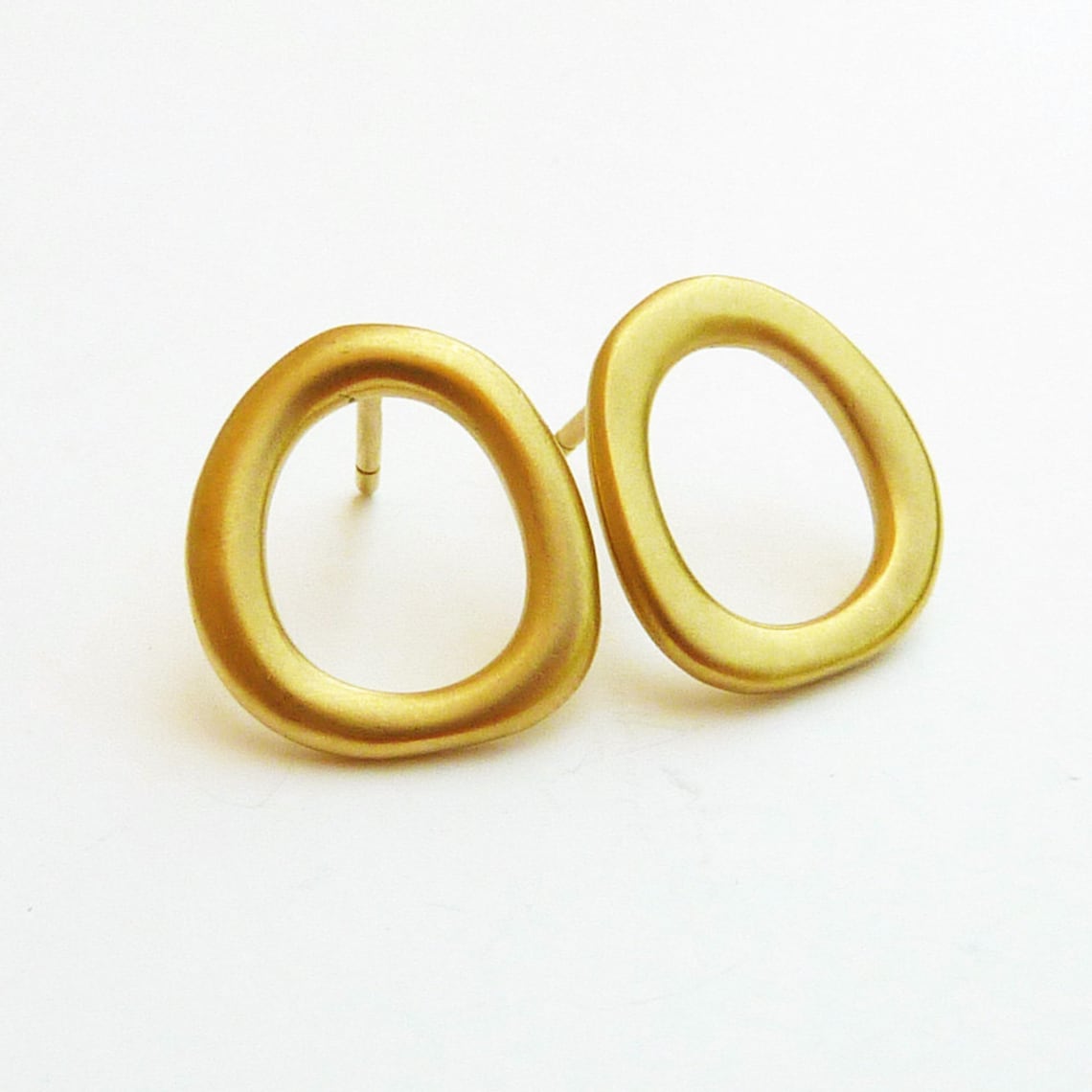 Gold Post Earrings 18K Minimalist Earrings - Handmade Fine Jewelry ...