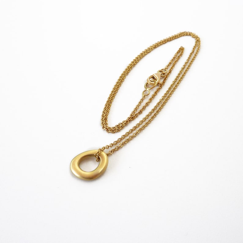 18K Gold Pendant, Solid Gold Link Pendant, Minimalist Pendant Necklace ...
