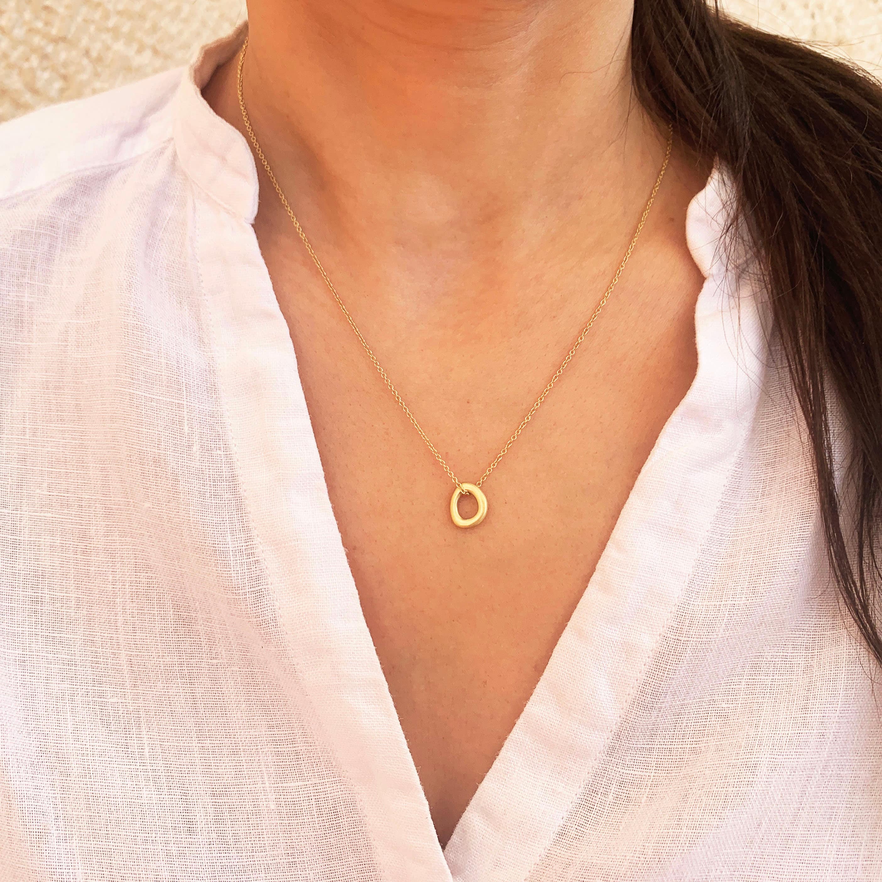 18K Gold Pendant, Solid Gold Link Pendant, Minimalist Pendant Necklace ...