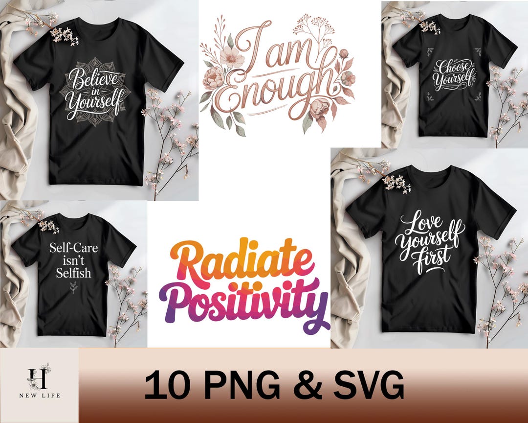 Inspirational Self-love Quotes SVG PNG Bundle – Motivational Clipart - Etsy