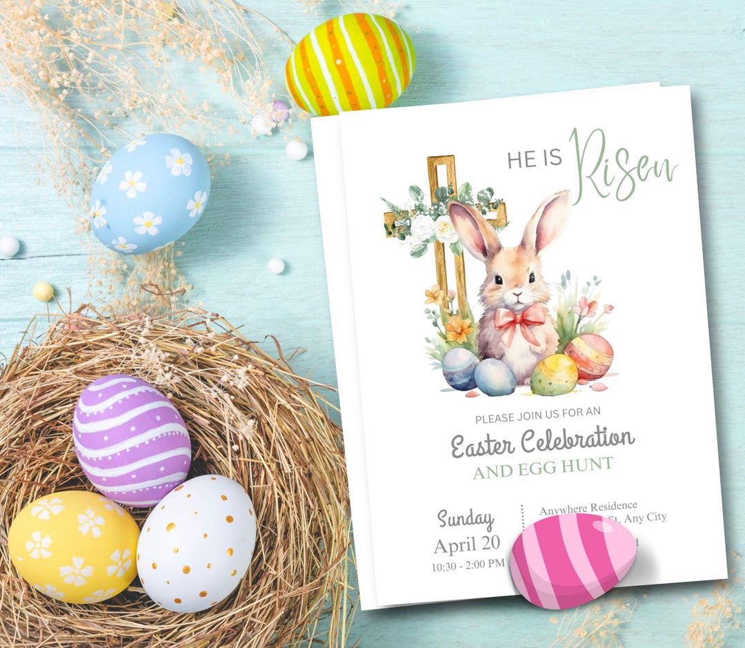 Editable Easter Bunny Invitation Template, Easter Party Invite, Easter ...