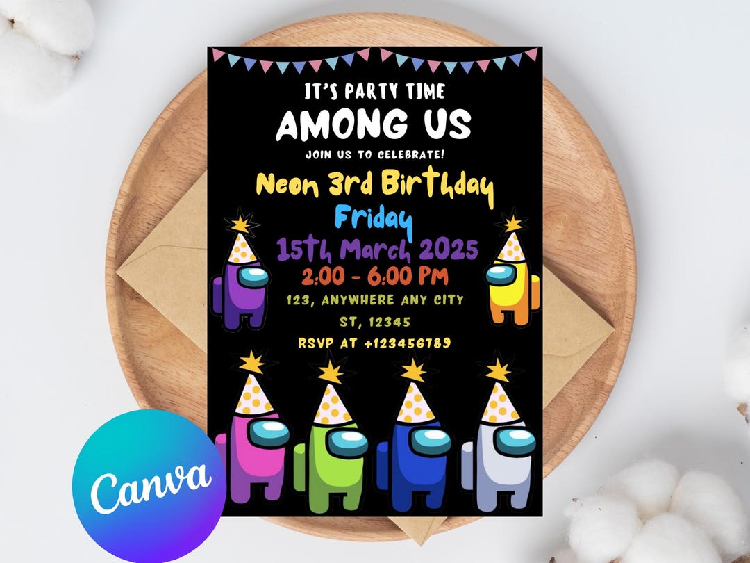 Among Us Invitation, Among Us Birthday Invitation, Editable Among Us ...