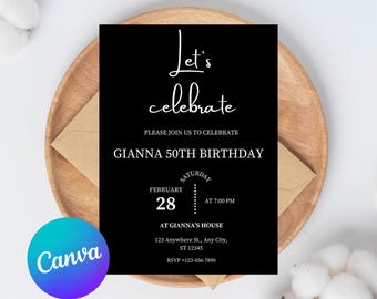 Let's Celebrate Anniversary Invitation Template, Editable Surprise Birthday Party Invite. - Etsy