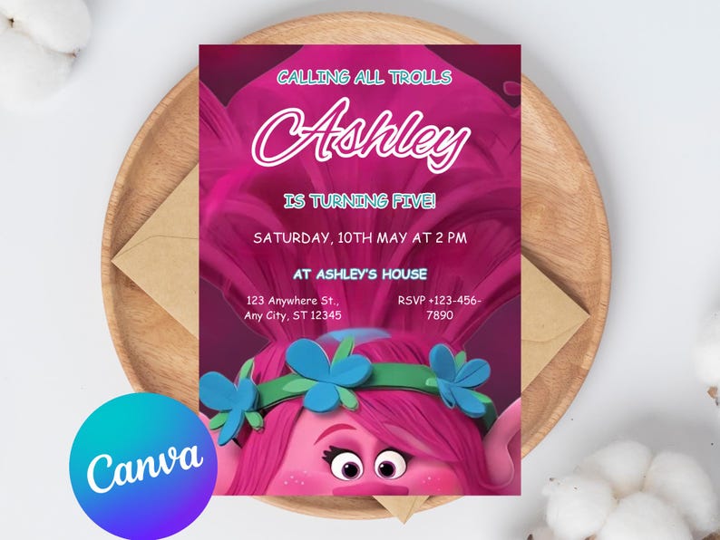 Editable Trolls Birthday Invitation I Trolls Craziest Party I Trolls ...