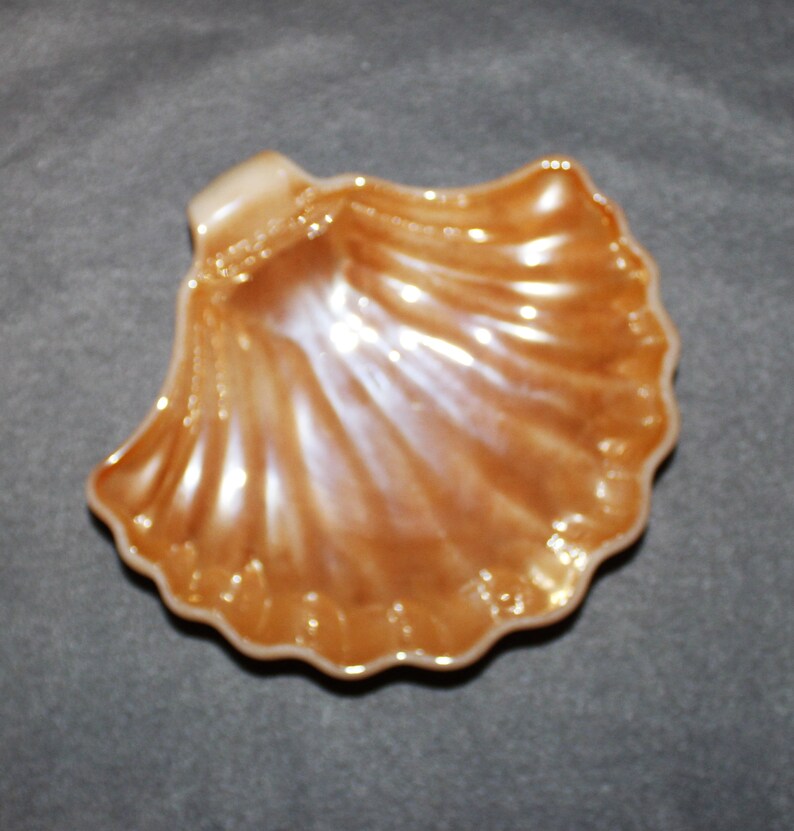 Vintage Peach Lustre Shell Dish - Etsy