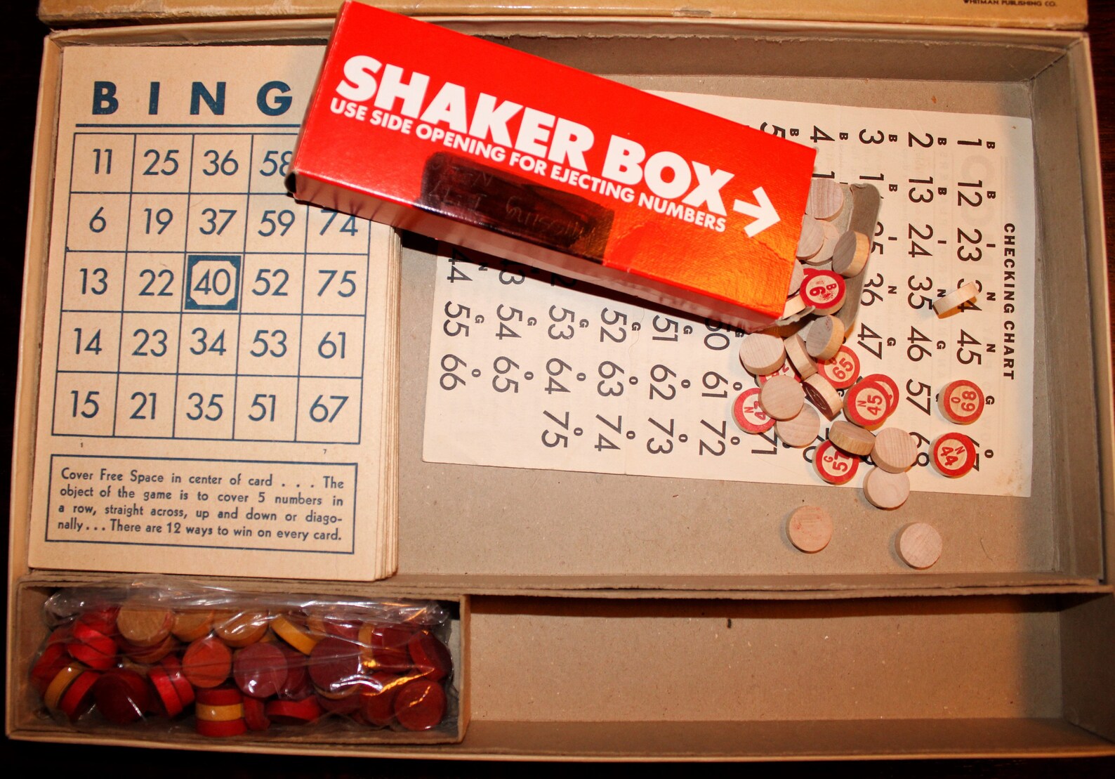 Whitman Bingo Complete Wood Markers 40 Bingo Cards | Etsy