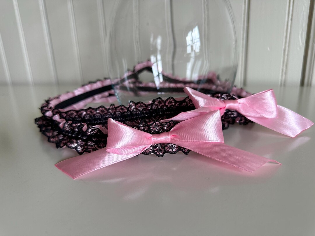 Pink&black Lace Garter Set (1X/2X) - Etsy