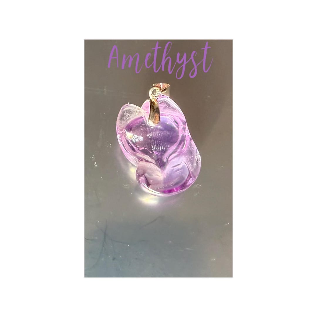 Amethyst Fox Pendant – Mini Healing Crystal, 925 Silver Clasp - Etsy