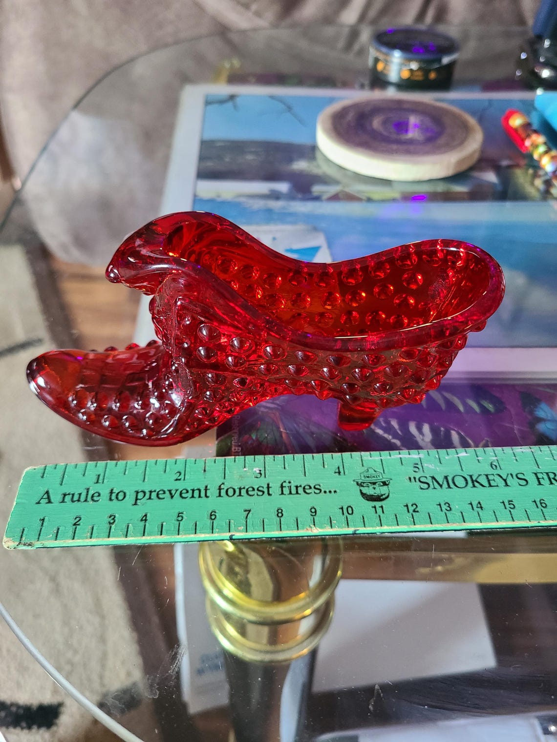 Vintage Fenton Cat Glass Slipper Ruby Red Hobnail Cadmium - Etsy