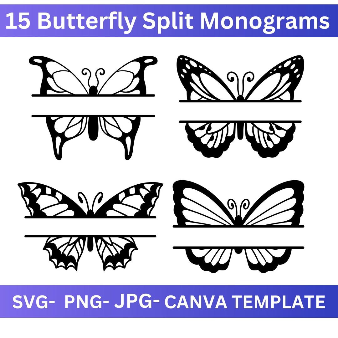 Butterfly Svg, Butterfly Split Monogram Svg Bundle, Name Monogram ...