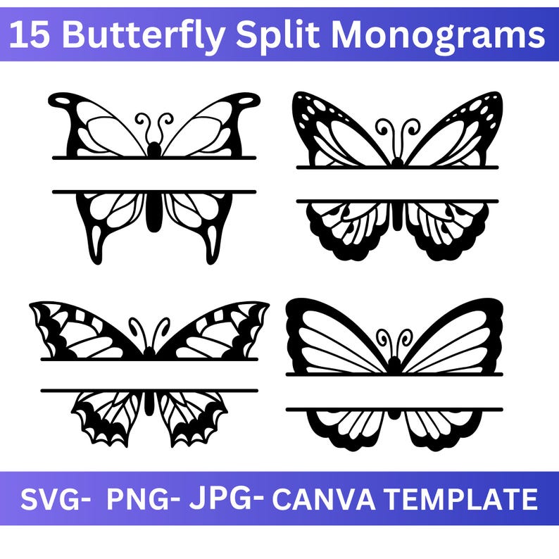 Butterfly Svg, Butterfly Split Monogram Svg Bundle, Name Monogram ...