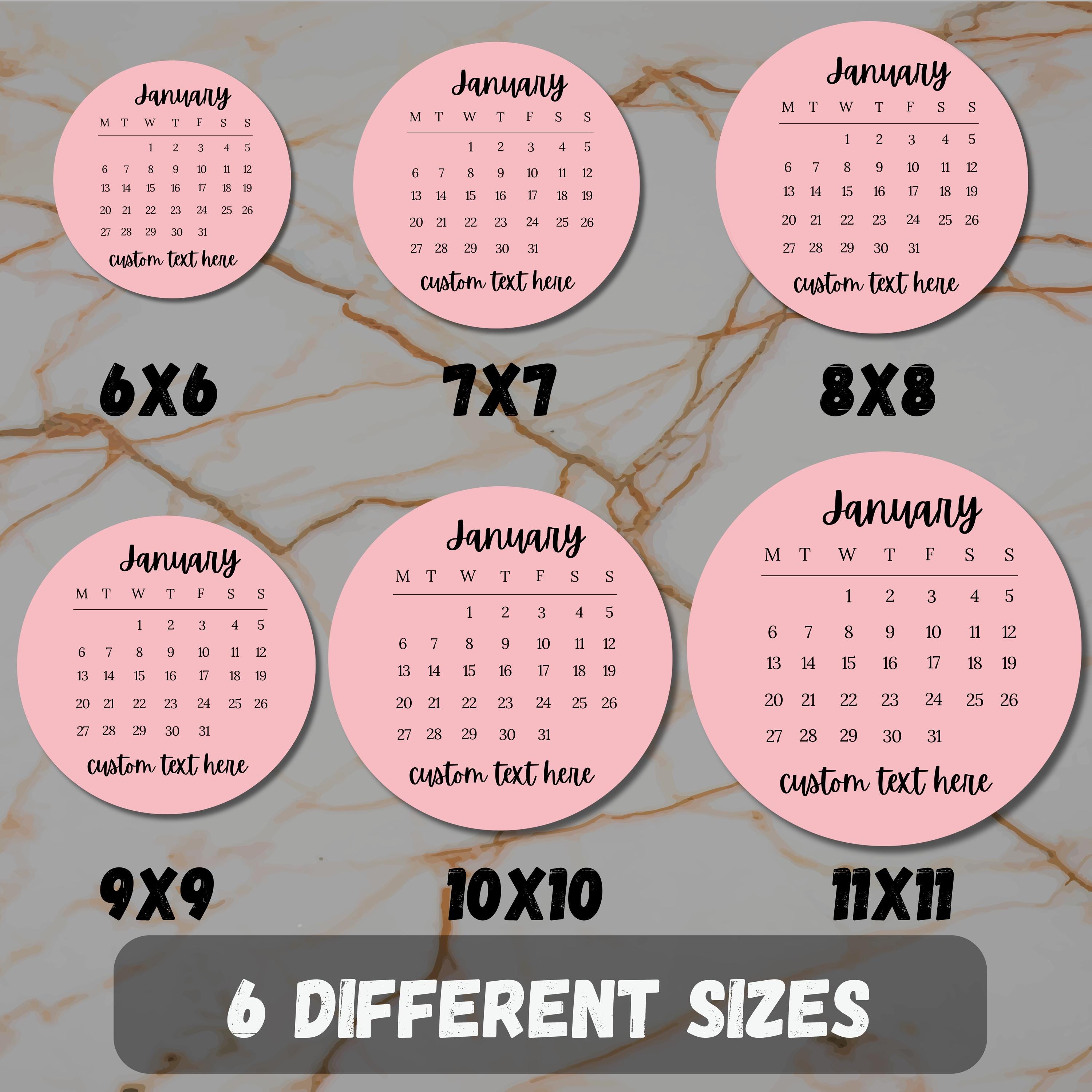 Custom Burn Away Round Cake Topper Calendar Template, Personalized ...