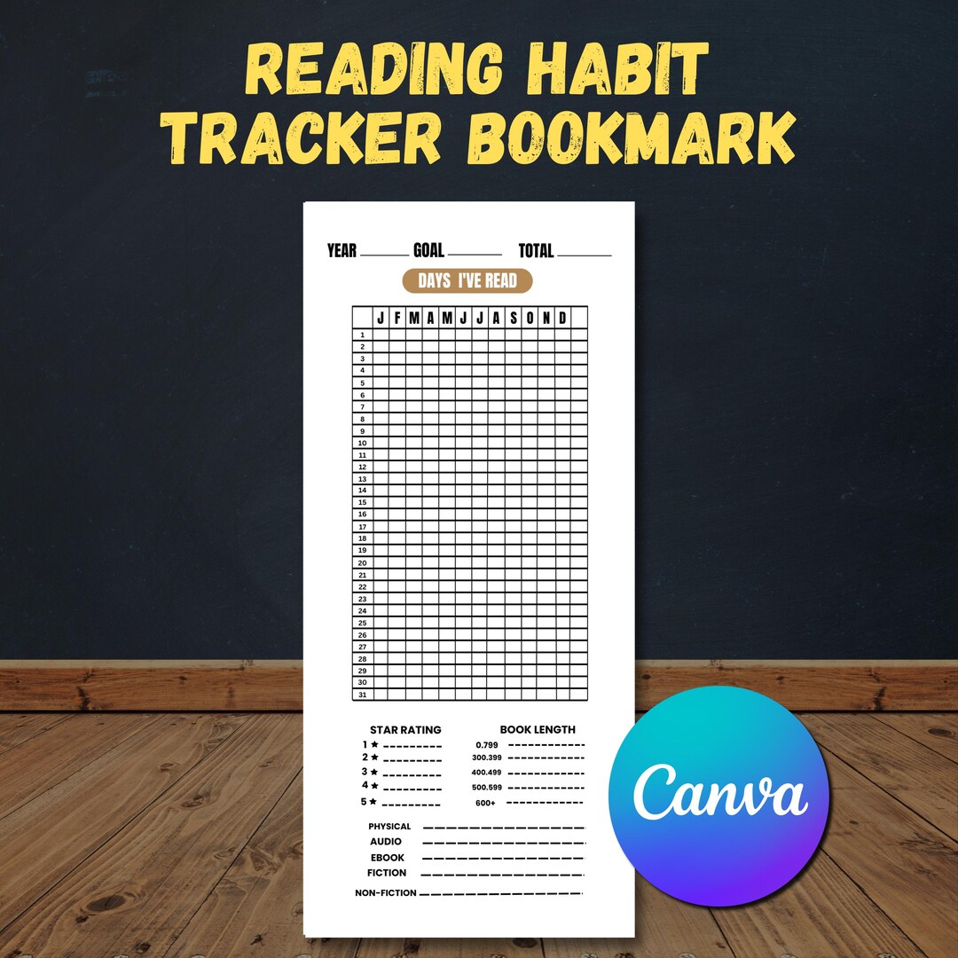 Reading Habit Tracker Bookmark, Reading Habit Tracker, Personalized ...