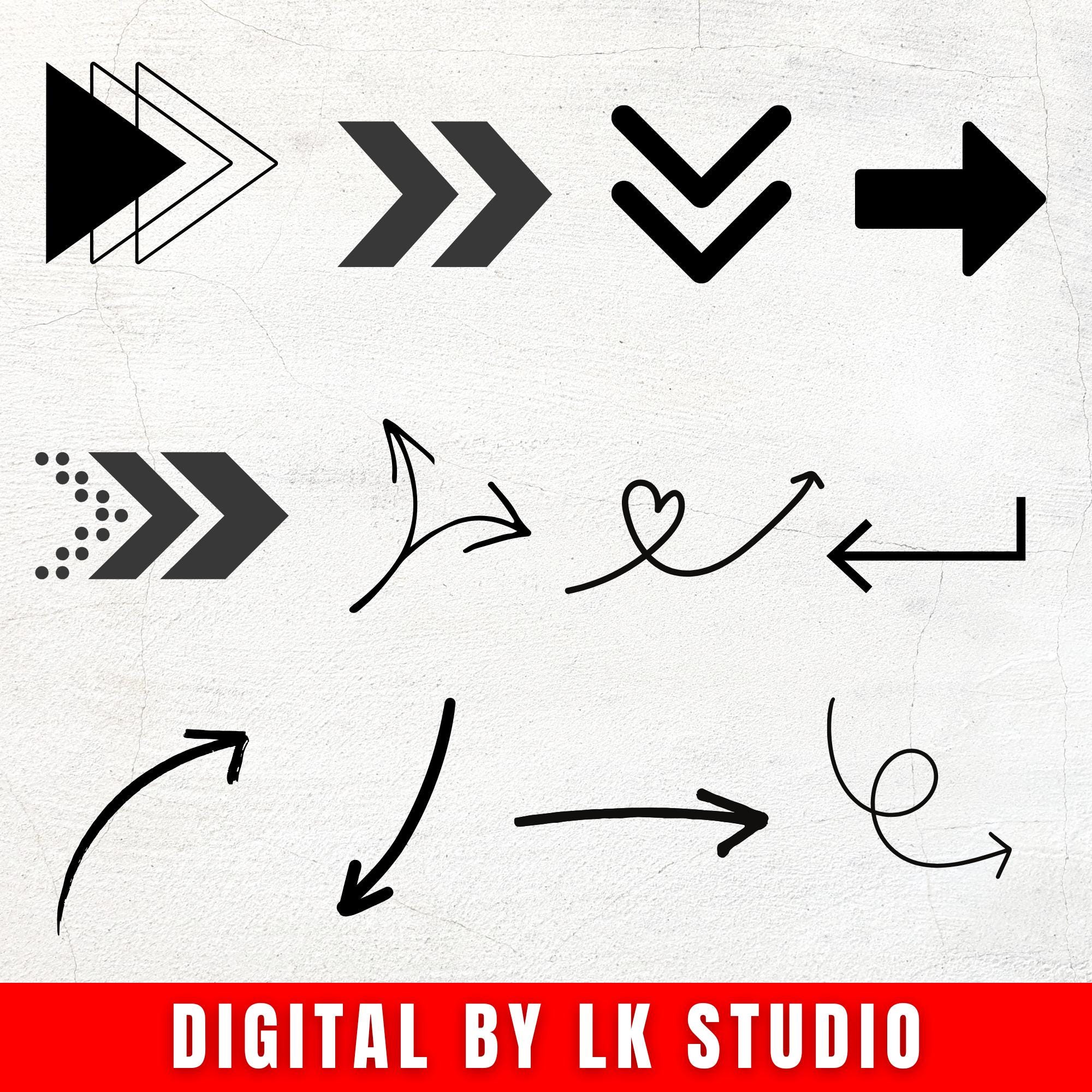 Hand Drawn Arrows Svg Bundle 50 Arrow Clipart Designs Curved Arrow Svg ...