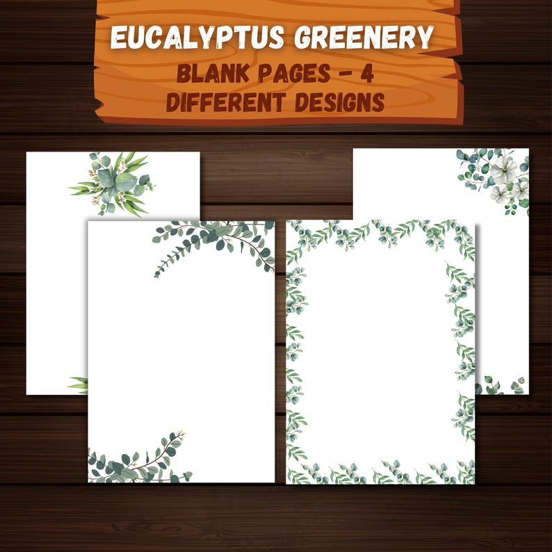 Eucalyptus Editable Blank Page Template, Blank Pages, Minimalist ...