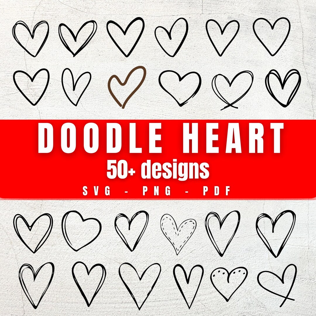 Doodle Heart Svg Bundle, Heart Svg, Valentine Svg, Love Sign, Svg ...