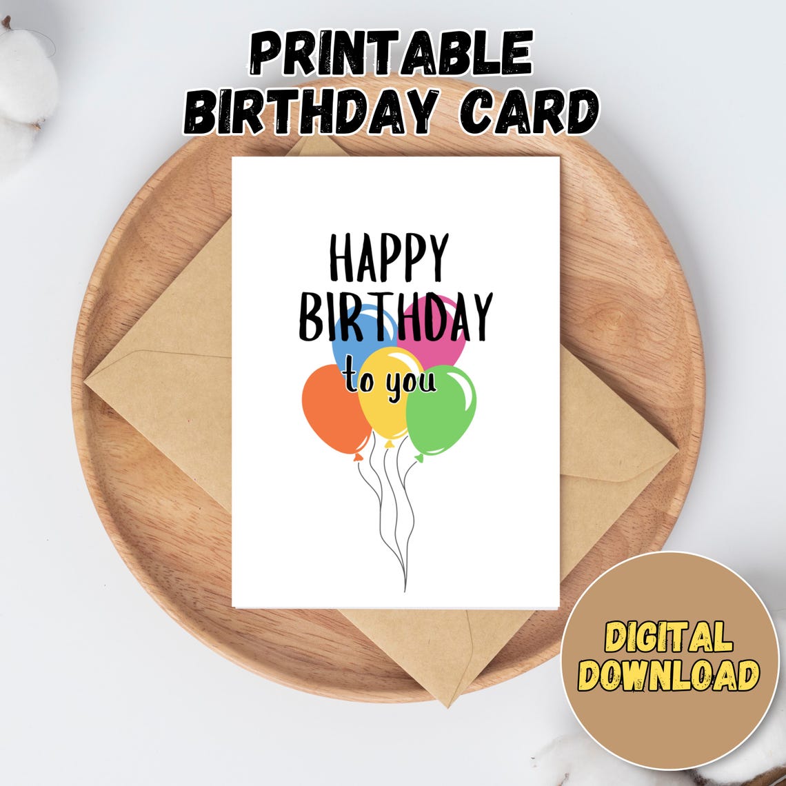Happy Birthday Cards, Digital Greeting Card, Print at Home, Birthday ...