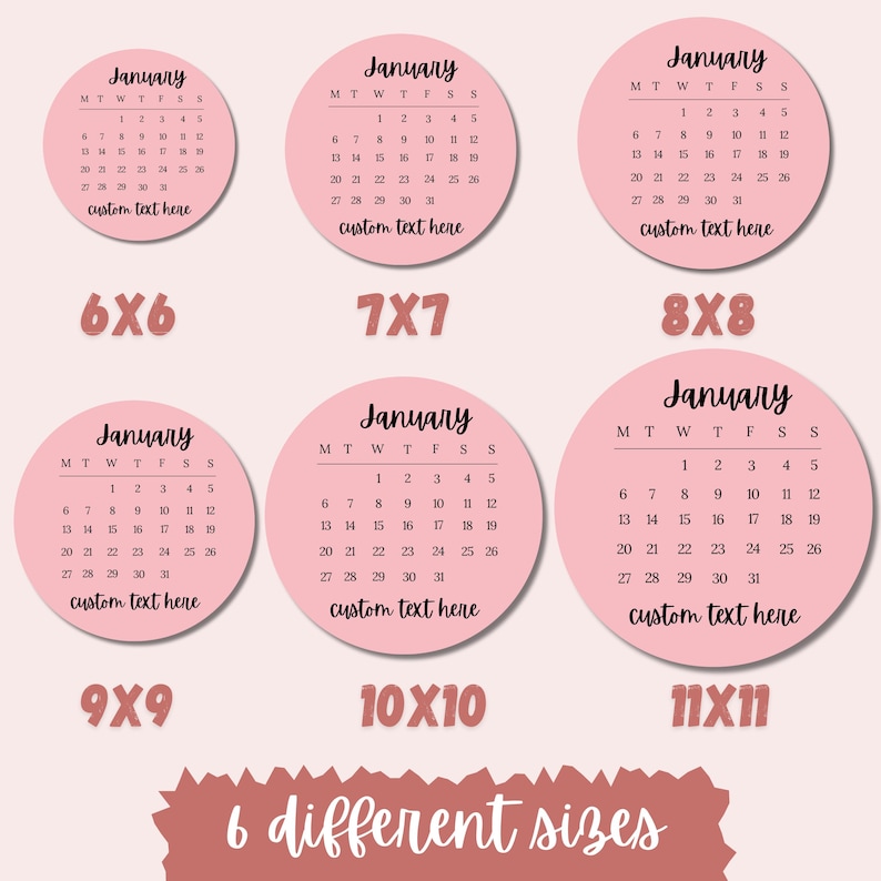 Custom Burn Away Round Cake Topper Calendar Template, Personalized ...