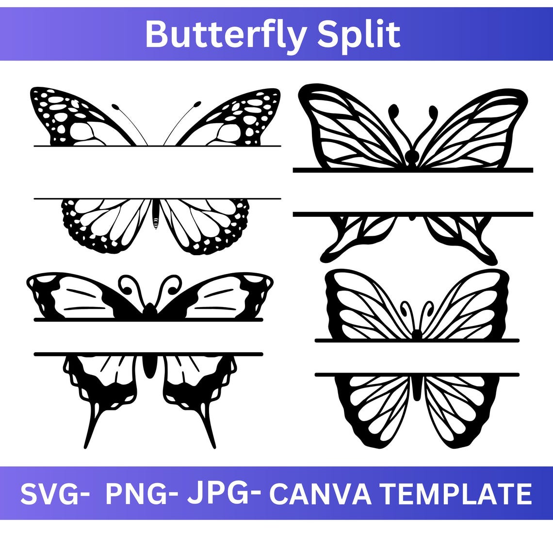 Butterfly Svg, Butterfly Split Monogram Svg Bundle, Name Monogram ...