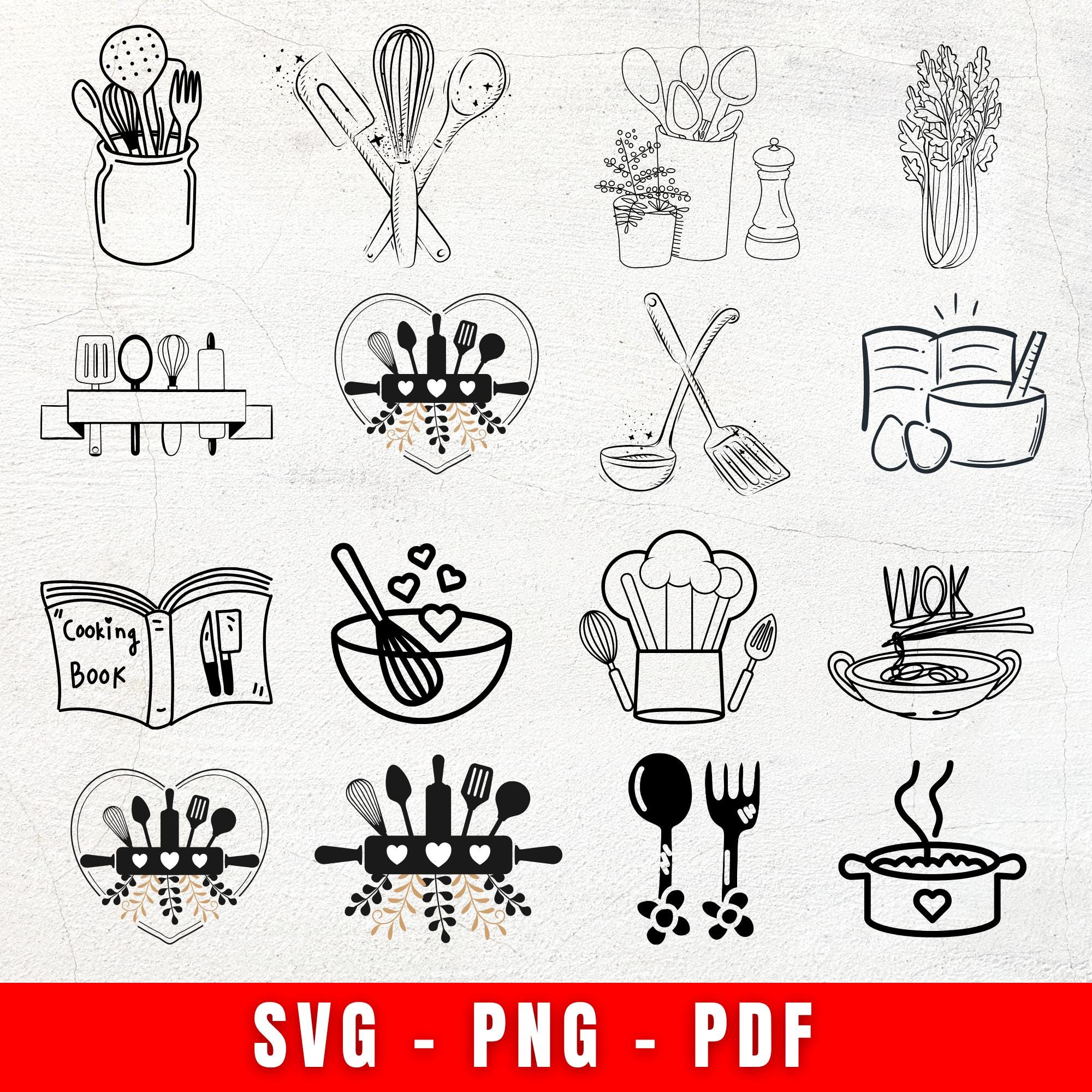 Kitchen Monogram SVG Bundle, Cooking Monogram SVG, Split Monogram Svg ...