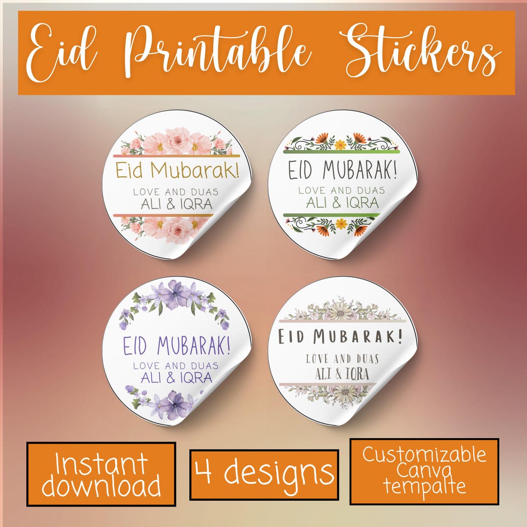 Eid Printable Stickers | Eid Mubarak Labels | Islamic Gift Tags | DIY ...