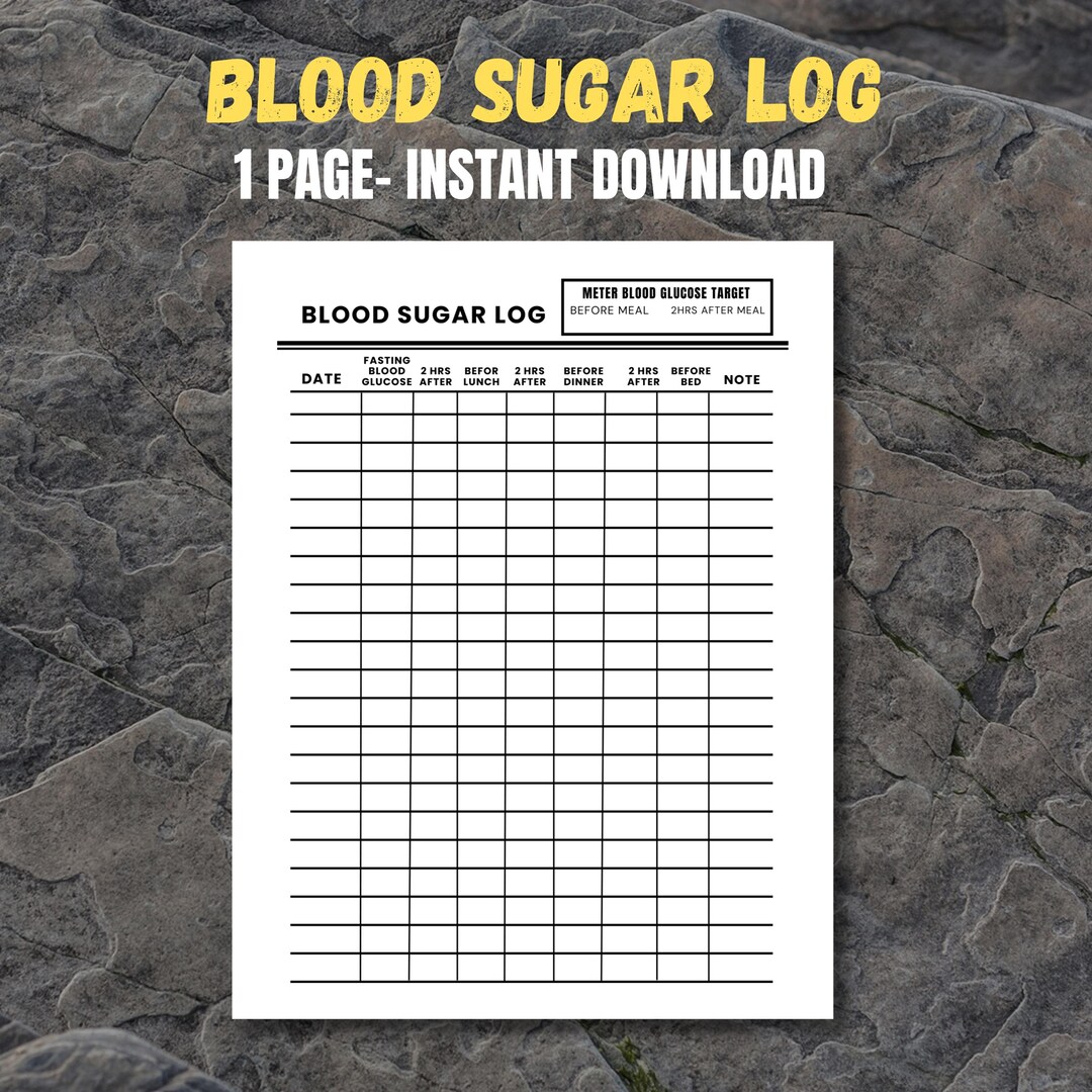 Blood Sugar Tracker, , Glucose Meter, Editable Printable Tracker ...
