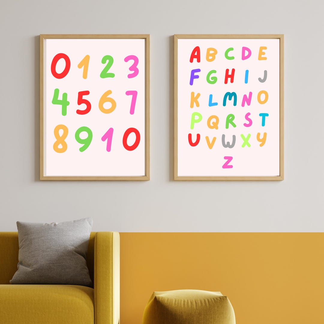ABC and 123 Posters, Alphabet and Numbers Printable Wall Art, Kids Room ...