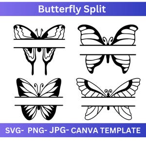 Butterfly Svg, Butterfly Split Monogram Svg Bundle, Name Monogram Butterfly, Butterfly Split ...