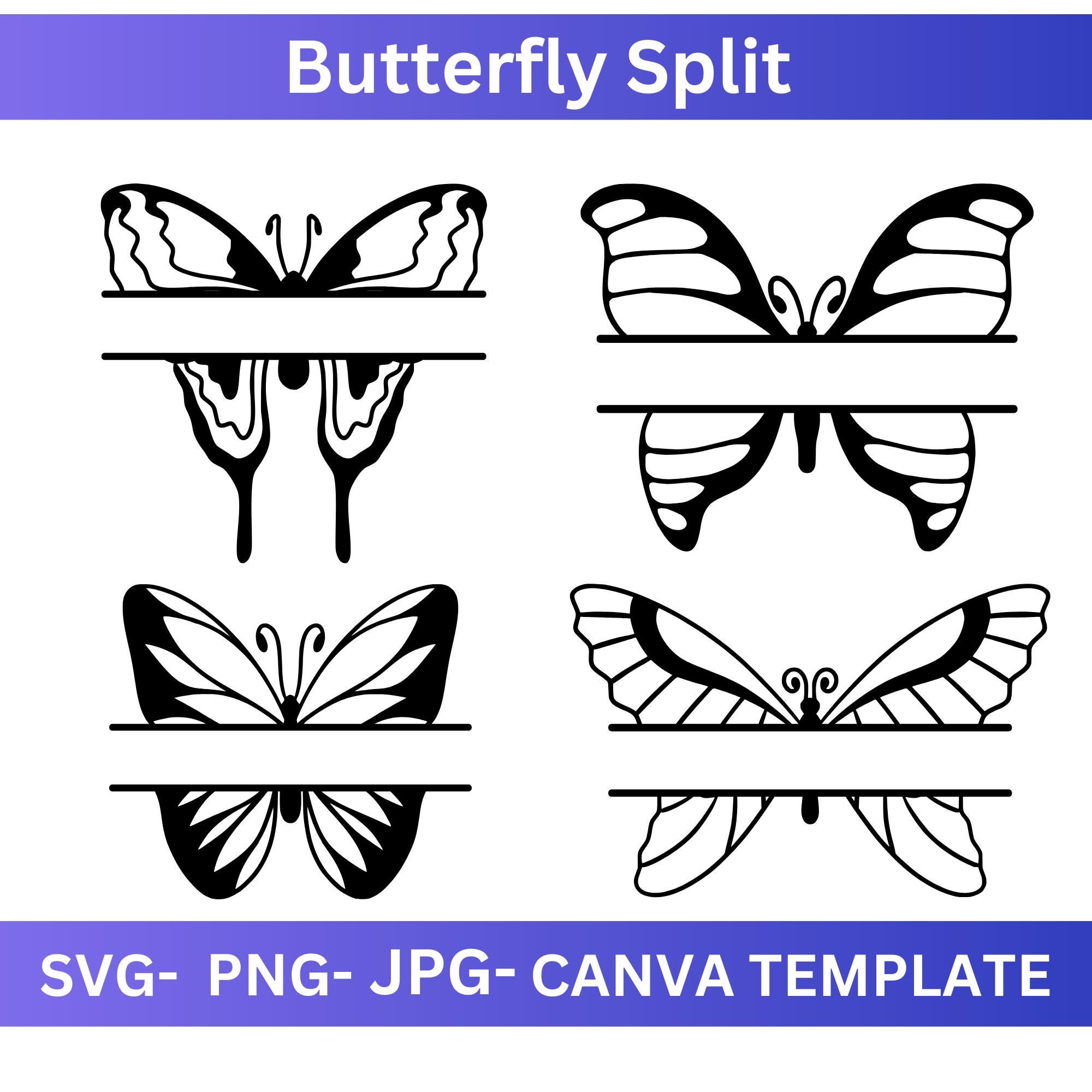 Butterfly Svg, Butterfly Split Monogram Svg Bundle, Name Monogram ...
