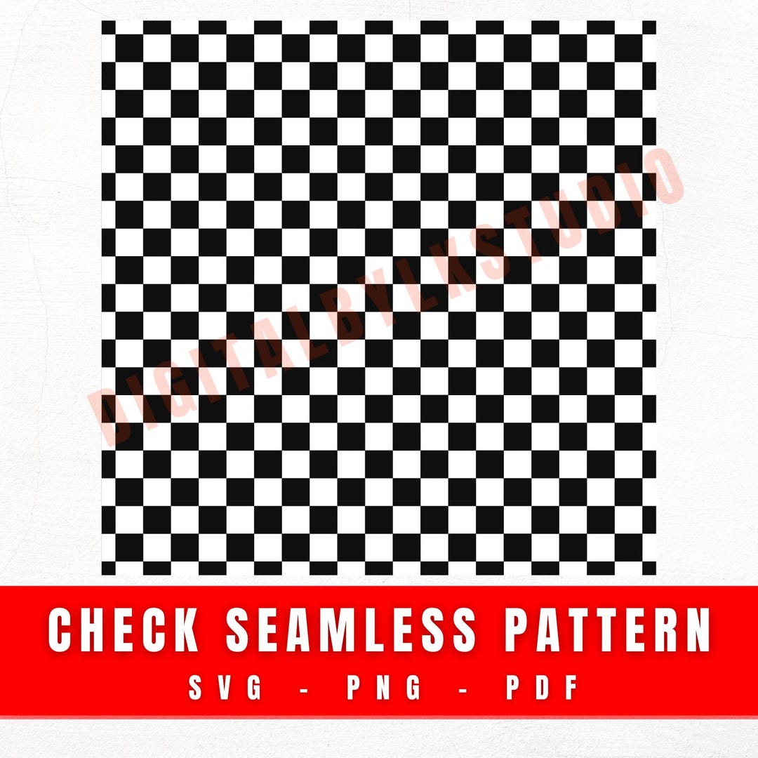 Checkerboard Seamless Pattern SVG, Checkered Background PNG PDF, Retro ...